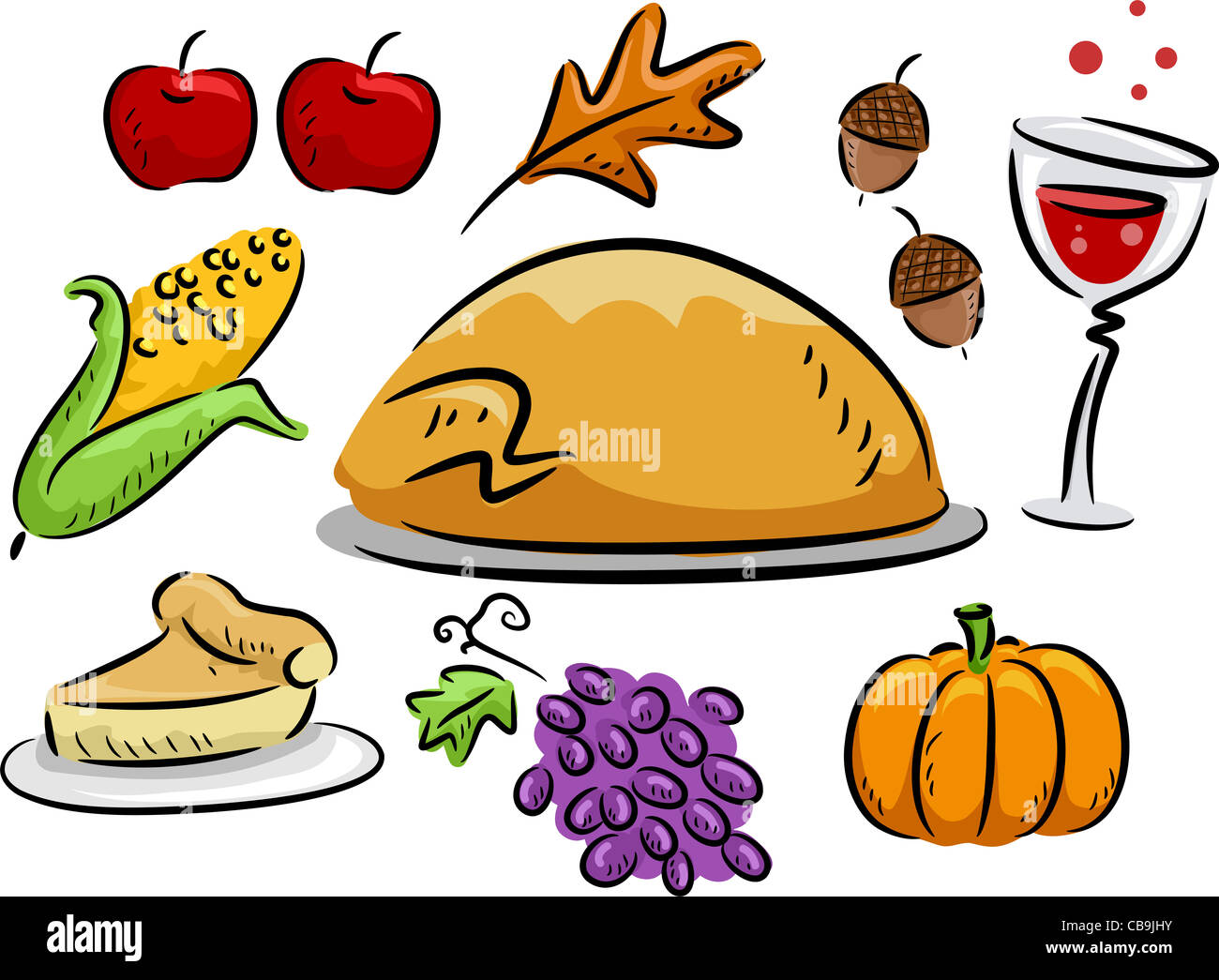 Icon Illustration Featuring Thanksgiving Related Items Stock Photo - Alamy
