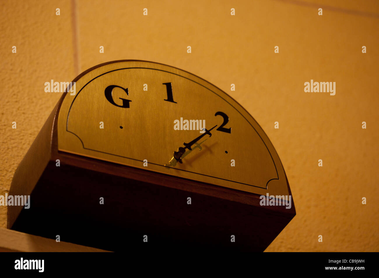 Old fashioned Lift Guide Stock Photo - Alamy