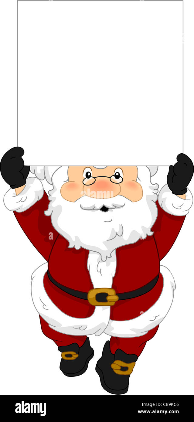 Illustration of Santa Claus Holding a Board Stock Photo - Alamy