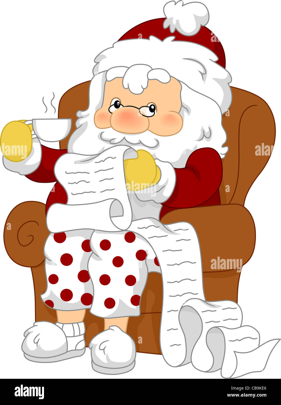 Illustration of Santa Claus Reviewing His List Stock Photo - Alamy