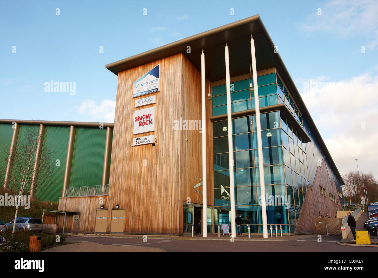 Exterior view of the indoor real snow slopes at The Snow Centre, Hemel ...
