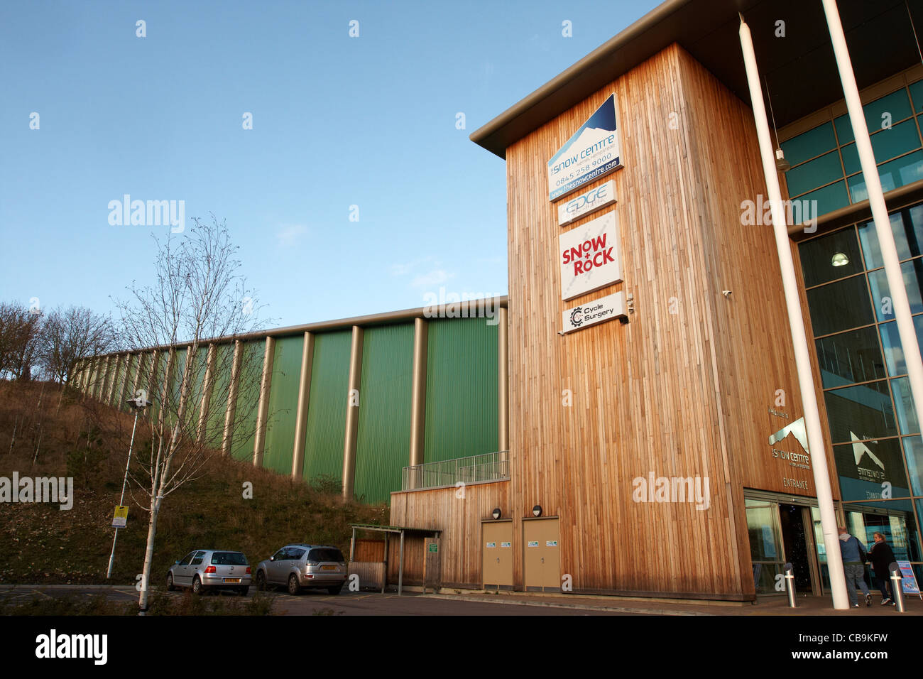 Exterior view of the indoor real snow slopes at The Snow Centre, Hemel ...