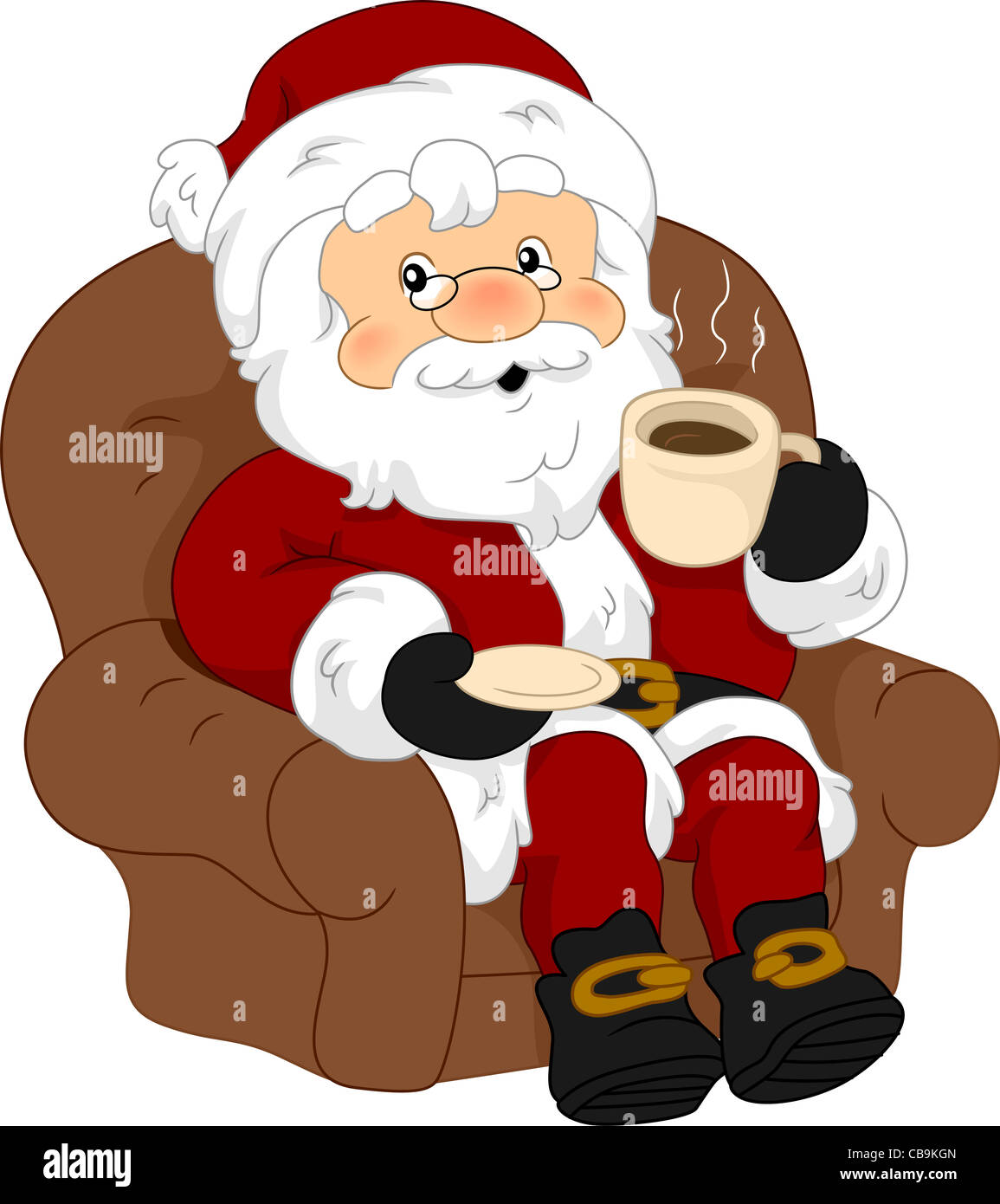 Illustration of Santa Claus Enjoying a Cup of Coffee Stock Photo - Alamy