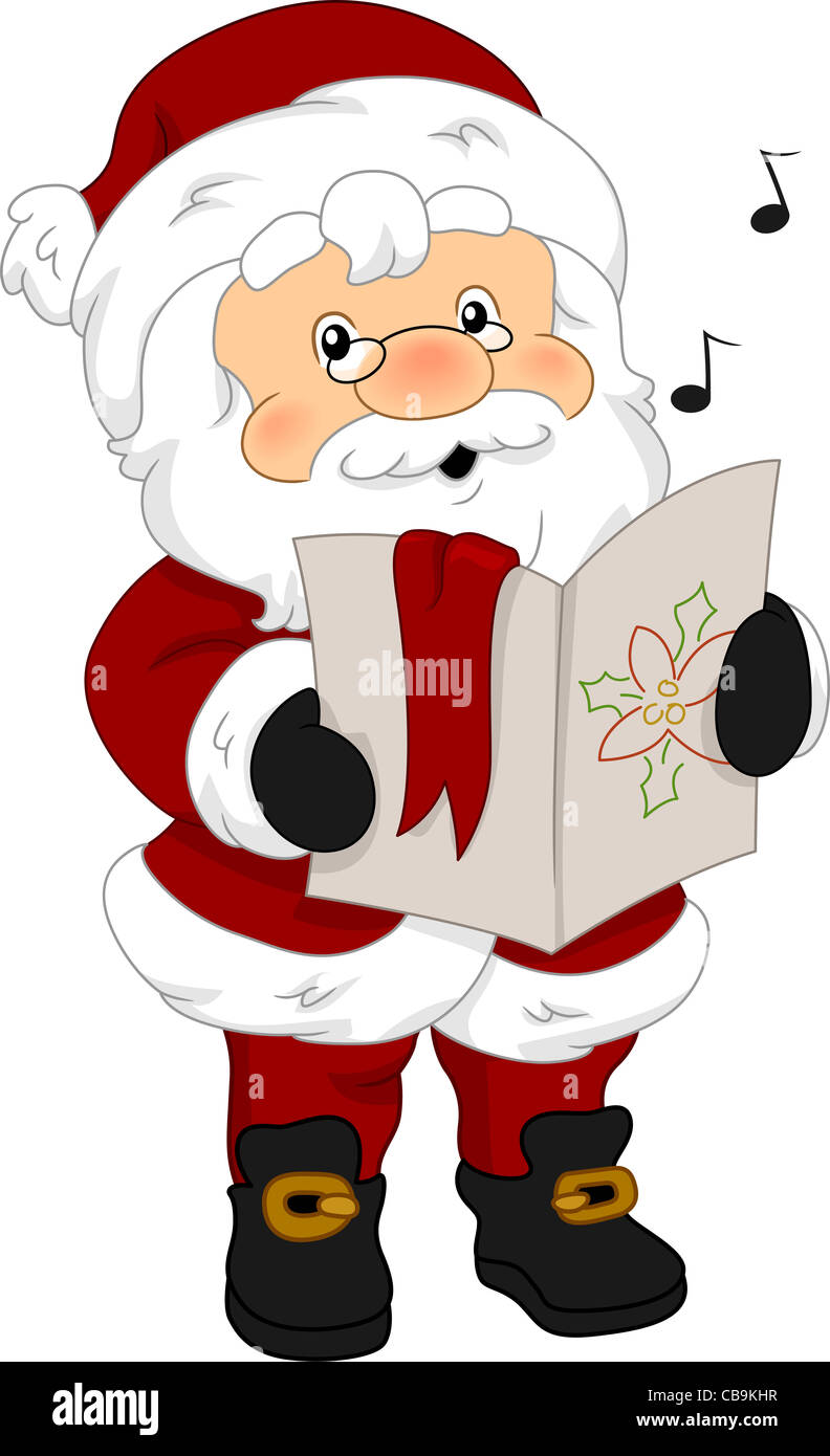 Illustration of Santa Claus Holding a Music Sheet Stock Photo - Alamy