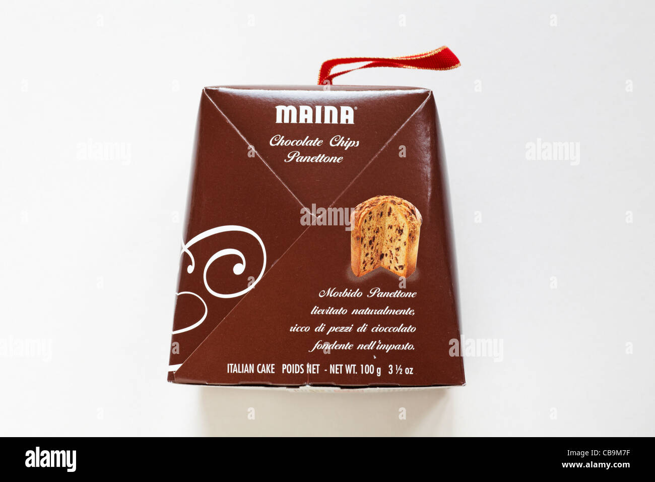 Box of Maina Chocolate Chips Panettone isolated on white background ...