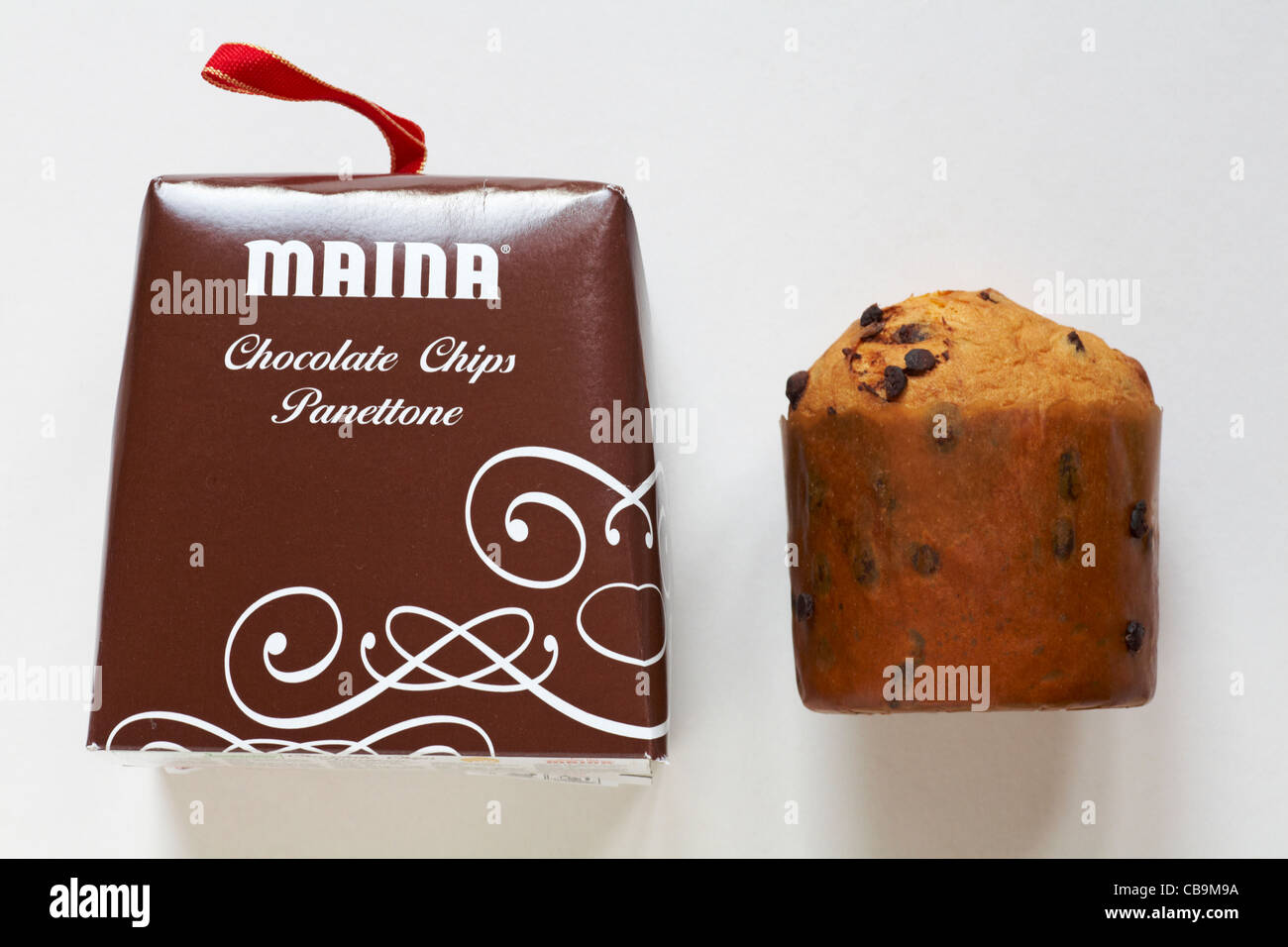Maina Chocolate Chips Panettone with contents out of box isolated on ...