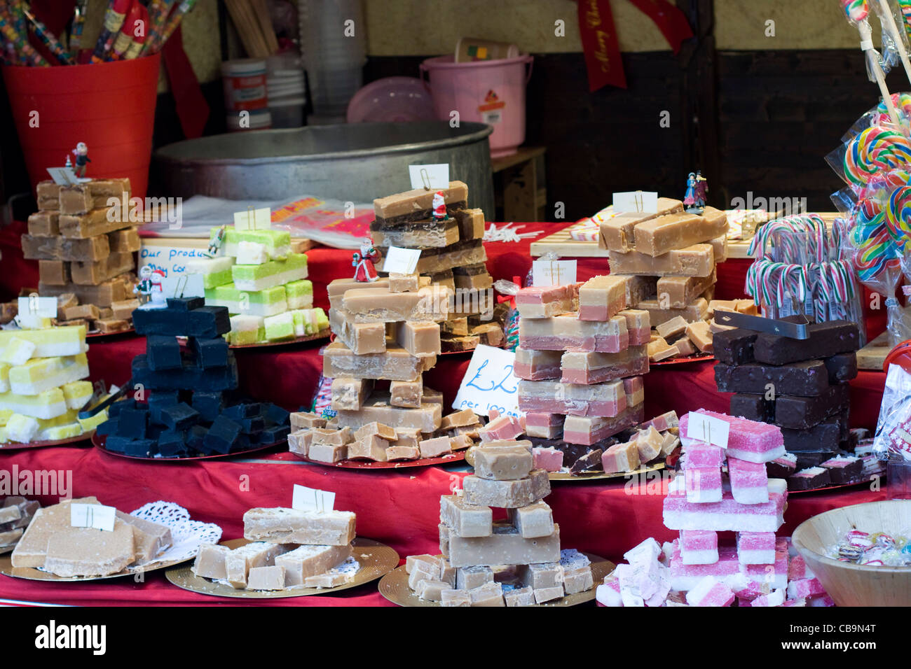 A Stall at the Christmas market selling sweets Stock Photo - Alamy