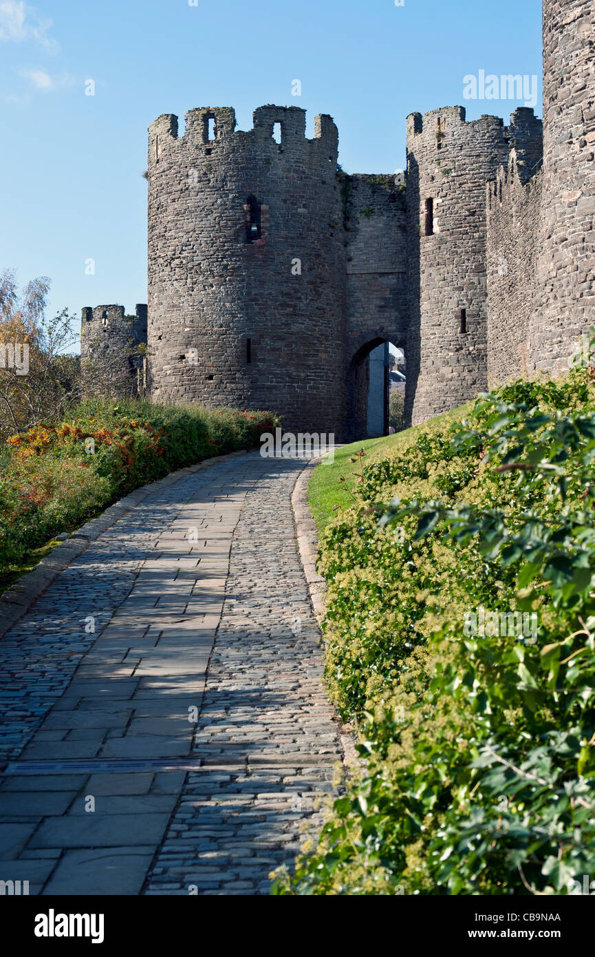 path to Conwy castle.upright format.copy space Stock Photo - Alamy