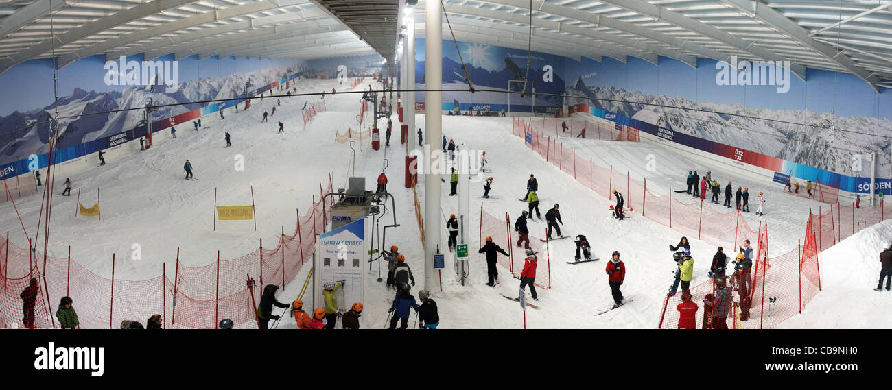 Interior view of the indoor real snow slopes at The Snow Centre, Hemel ...