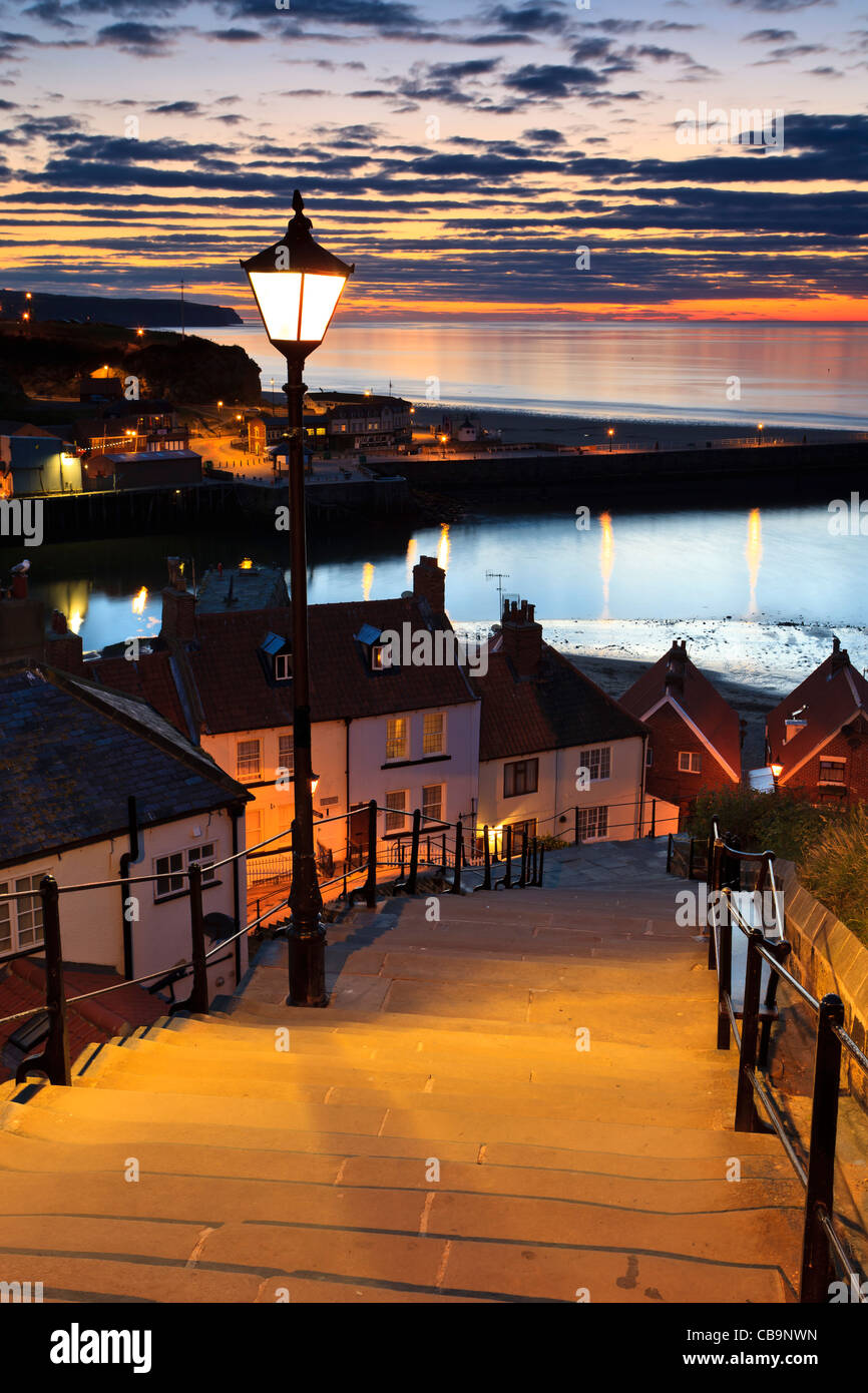 Sunset at the 199 steps whitby hi-res stock photography and images - Alamy