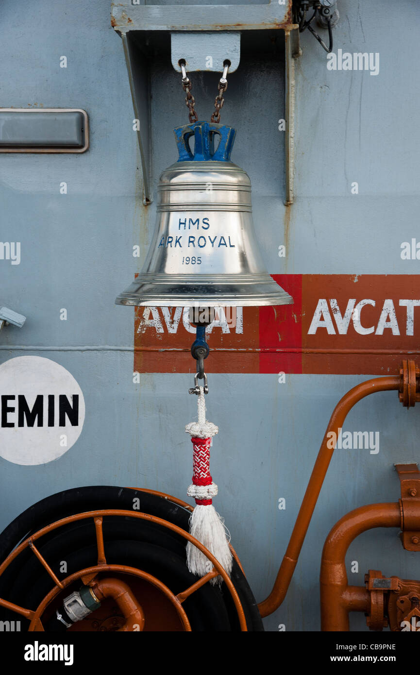 The ship's bell of HMS Ark Royal Stock Photo - Alamy