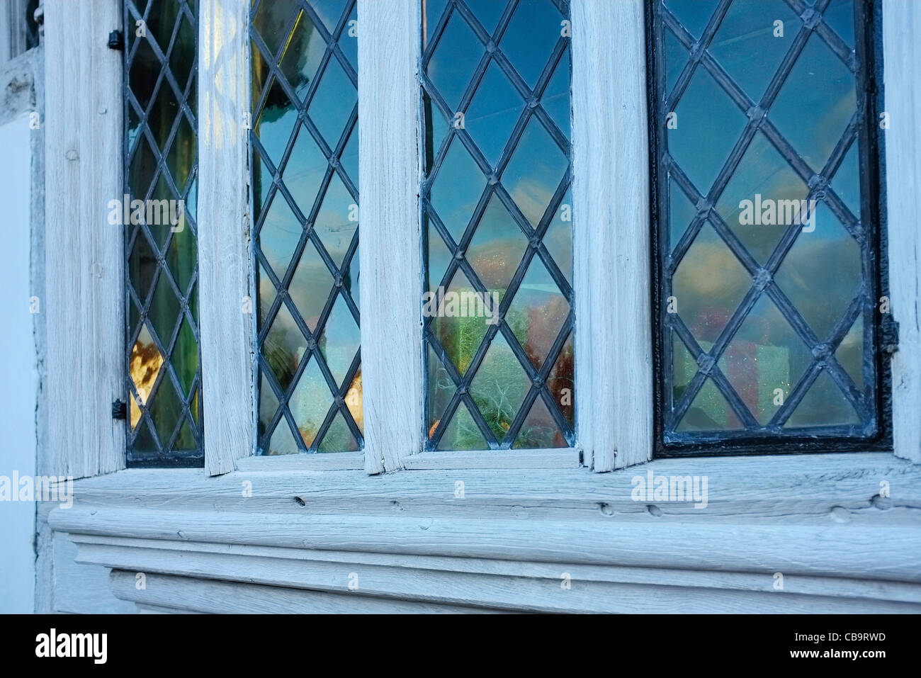 Windows in the Guildhall of the wool guild of Corpus Christi, Lavenham ...