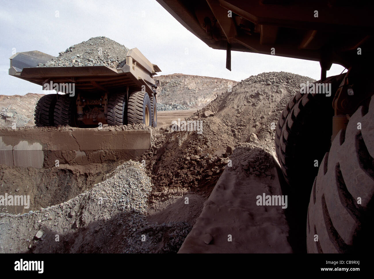 Huge dump trucks at El Abra Copper Mine, Calama, Chile Stock Photo - Alamy