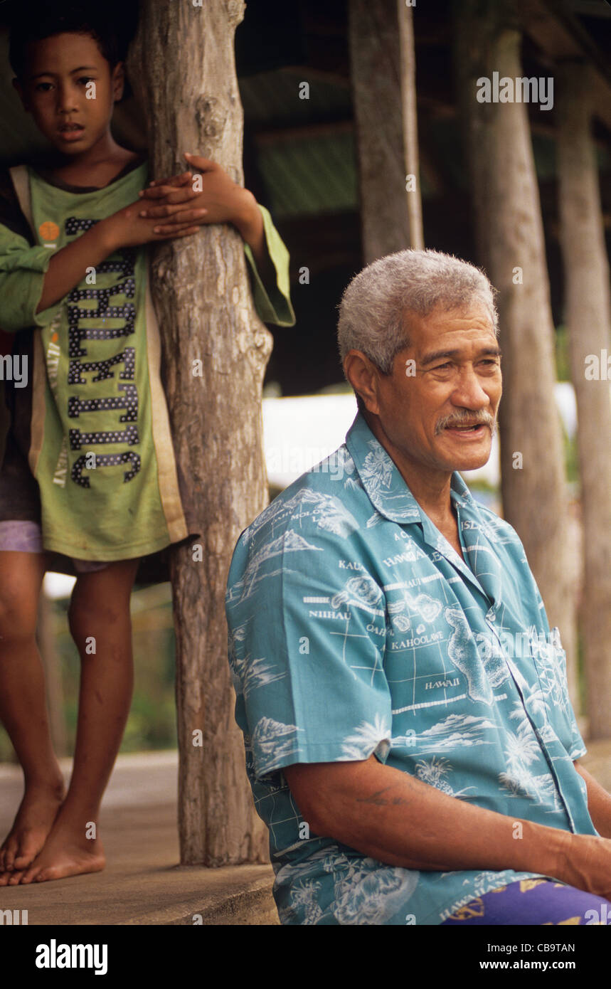 Western Samoa, Siumu Village, villager, male and child Stock Photo - Alamy