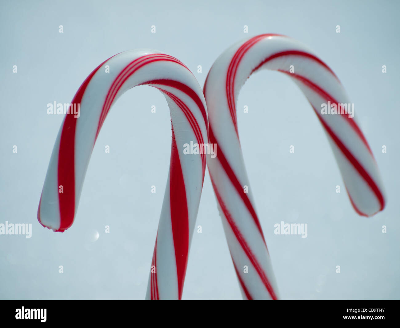 Traditional holiday candy candy cane in snow Stock Photo - Alamy