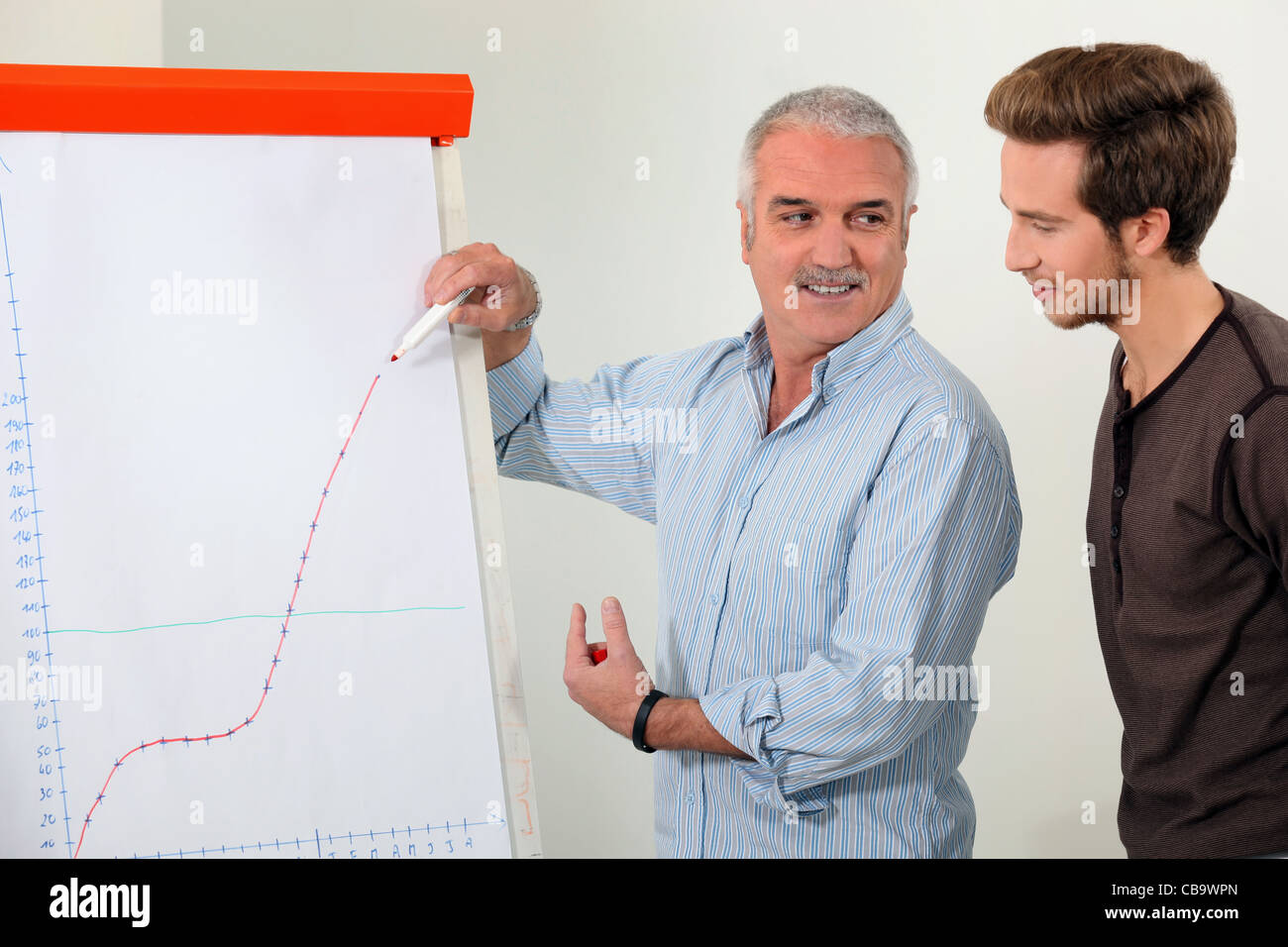 Man explaining a growth chart Stock Photo - Alamy