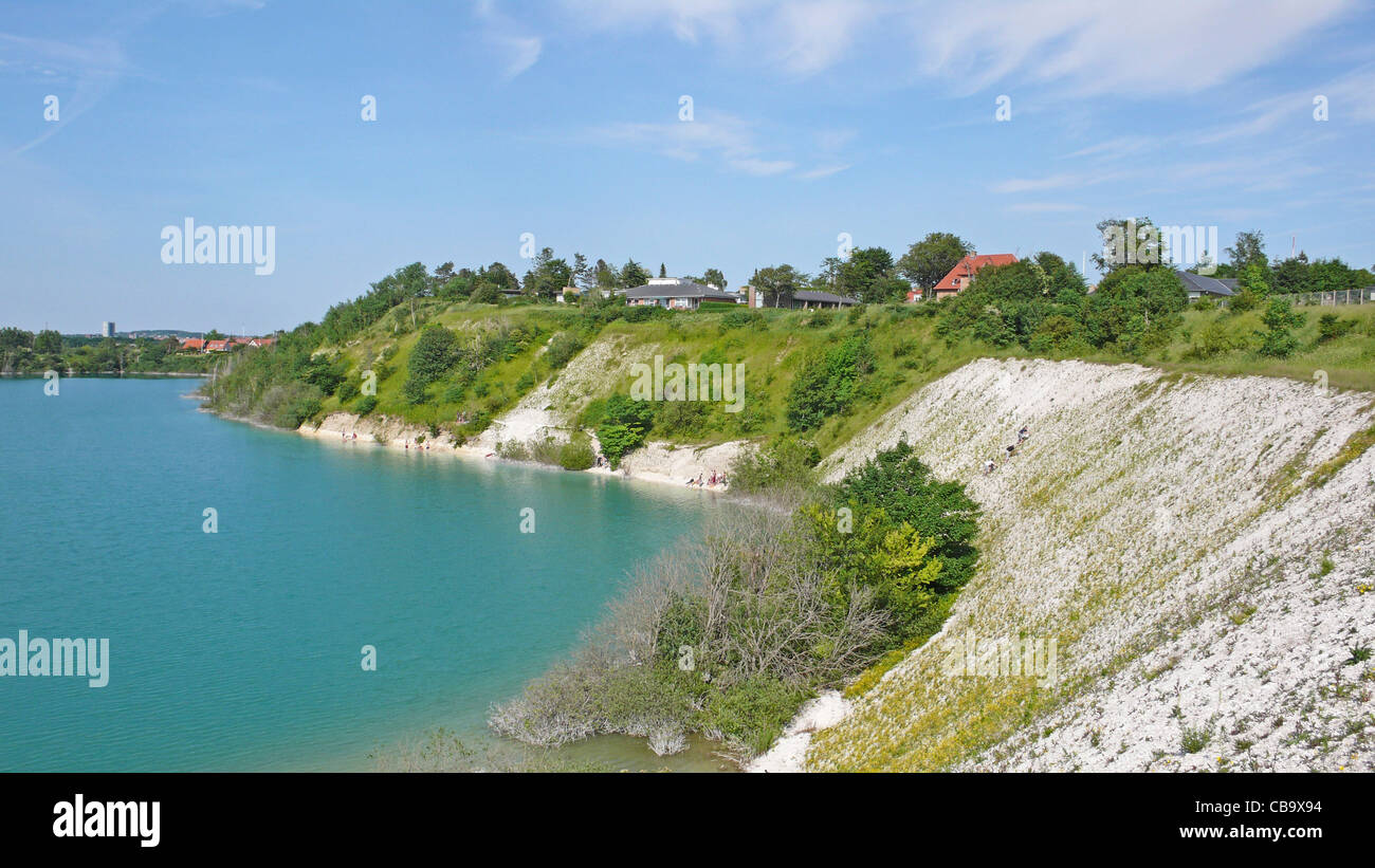 Old disused chalk quarry at Hasseris in Aalborg Jutland Denmark showing ...
