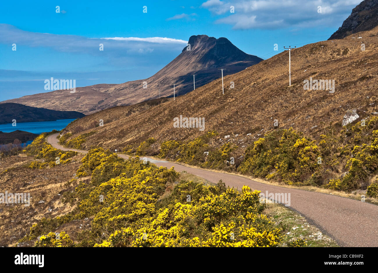Single track road called North Coast Scotland leading to famous ...