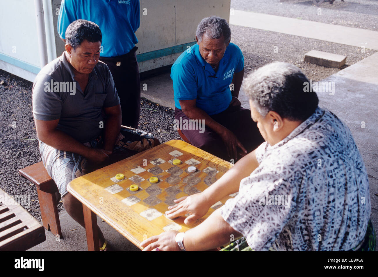 Western Samoa, Island life, Apia farmer's market checkers game Stock ...