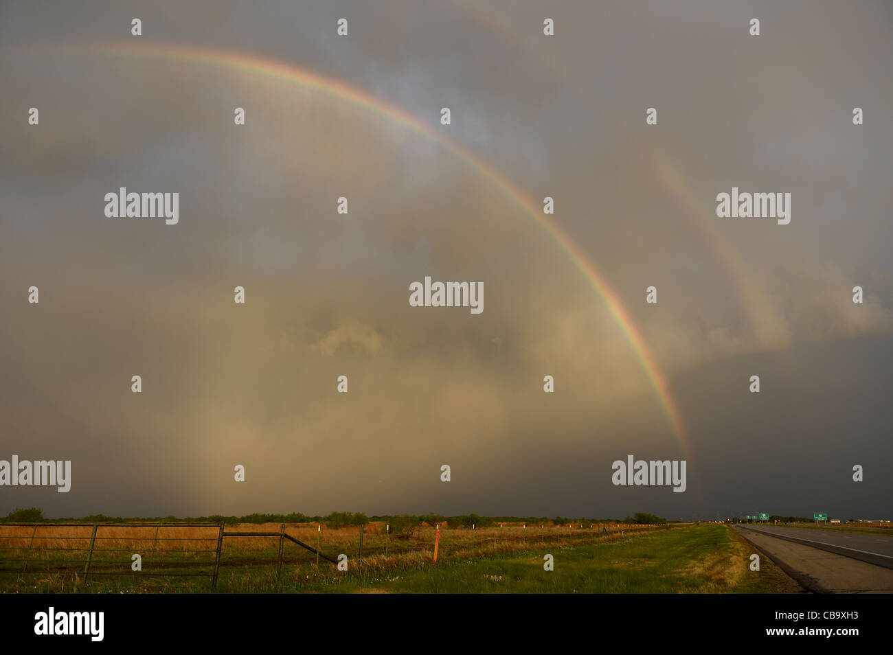 Severe thunderstorm and rainbow over north Texas Stock Photo - Alamy