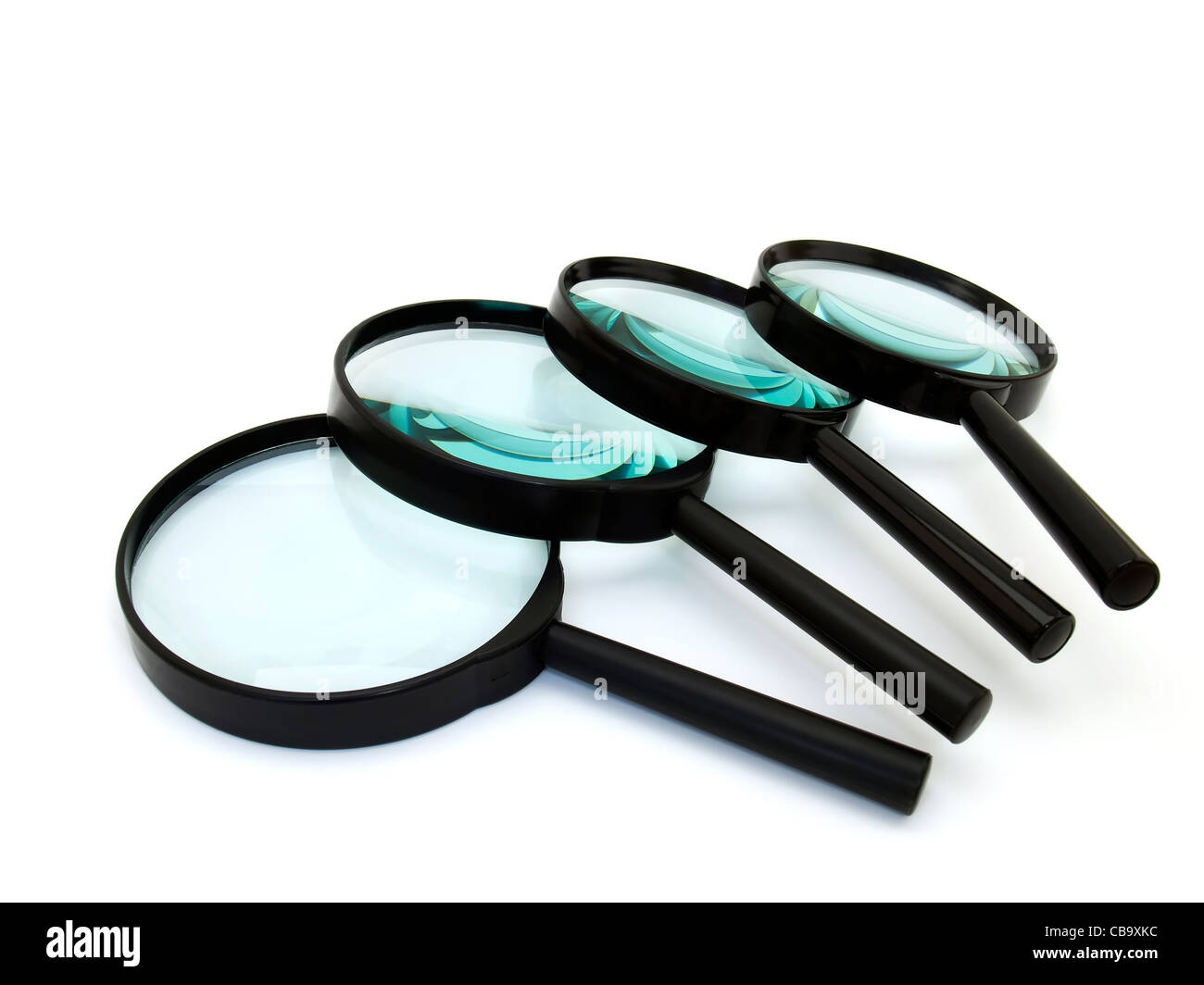 Magnifiers or lenses sorted on clear background Stock Photo - Alamy