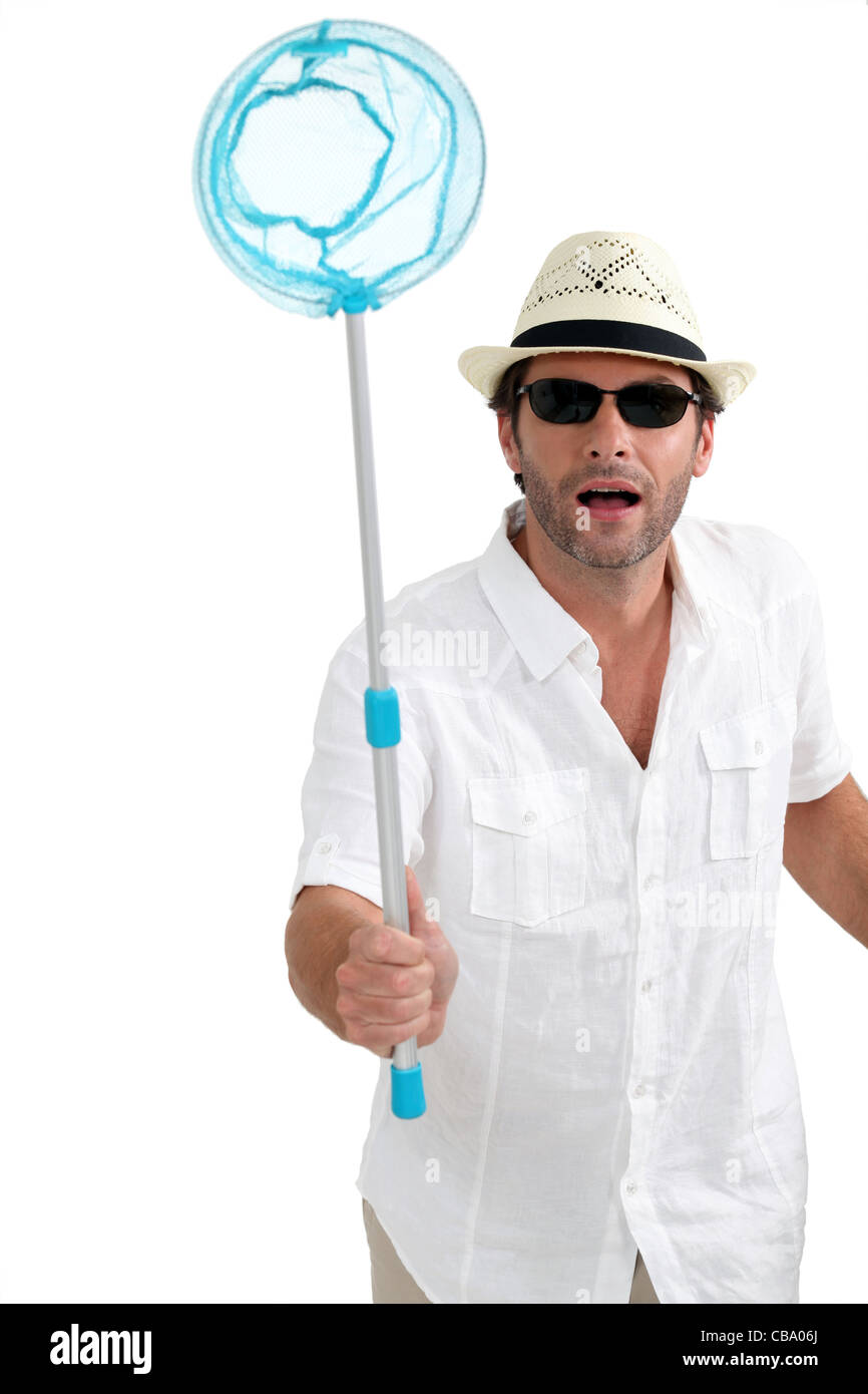 man with net Stock Photo - Alamy