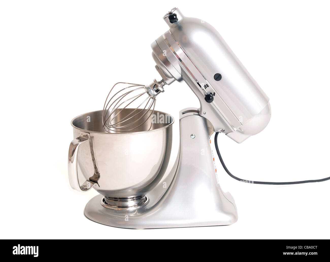 Stainless steel electric mixer on a white background Stock Photo - Alamy