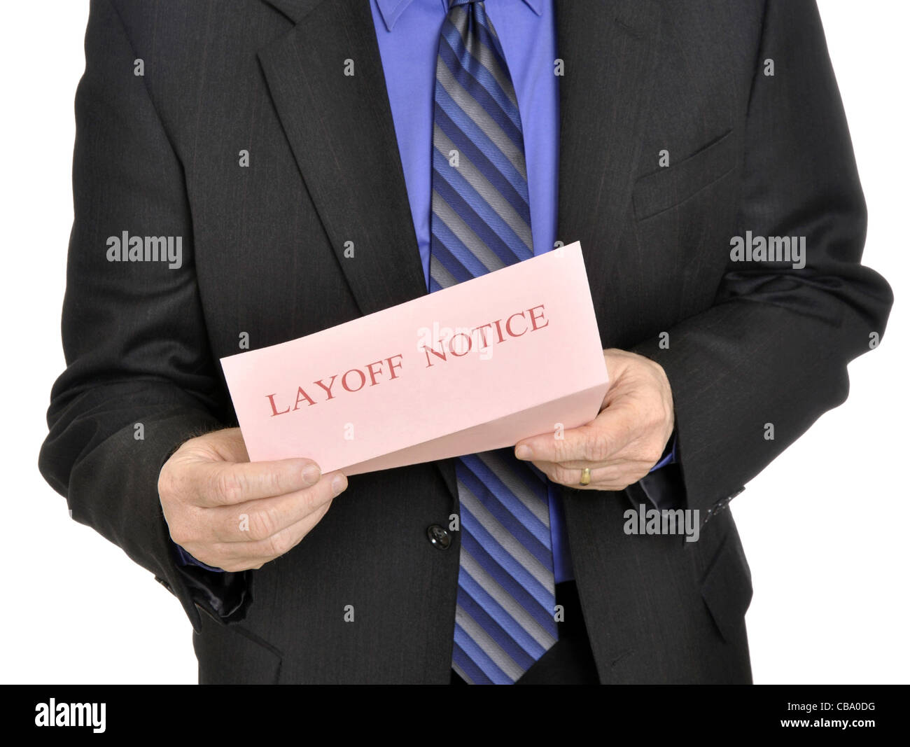 Male executive receiving the pink slip layoff notice Stock Photo - Alamy