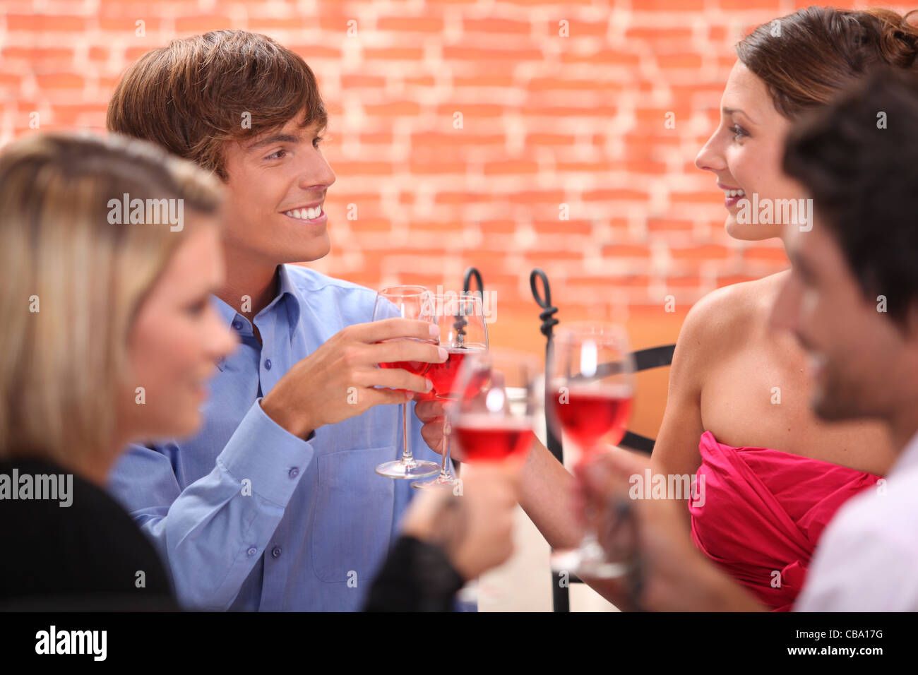 Friends making a toast Stock Photo - Alamy