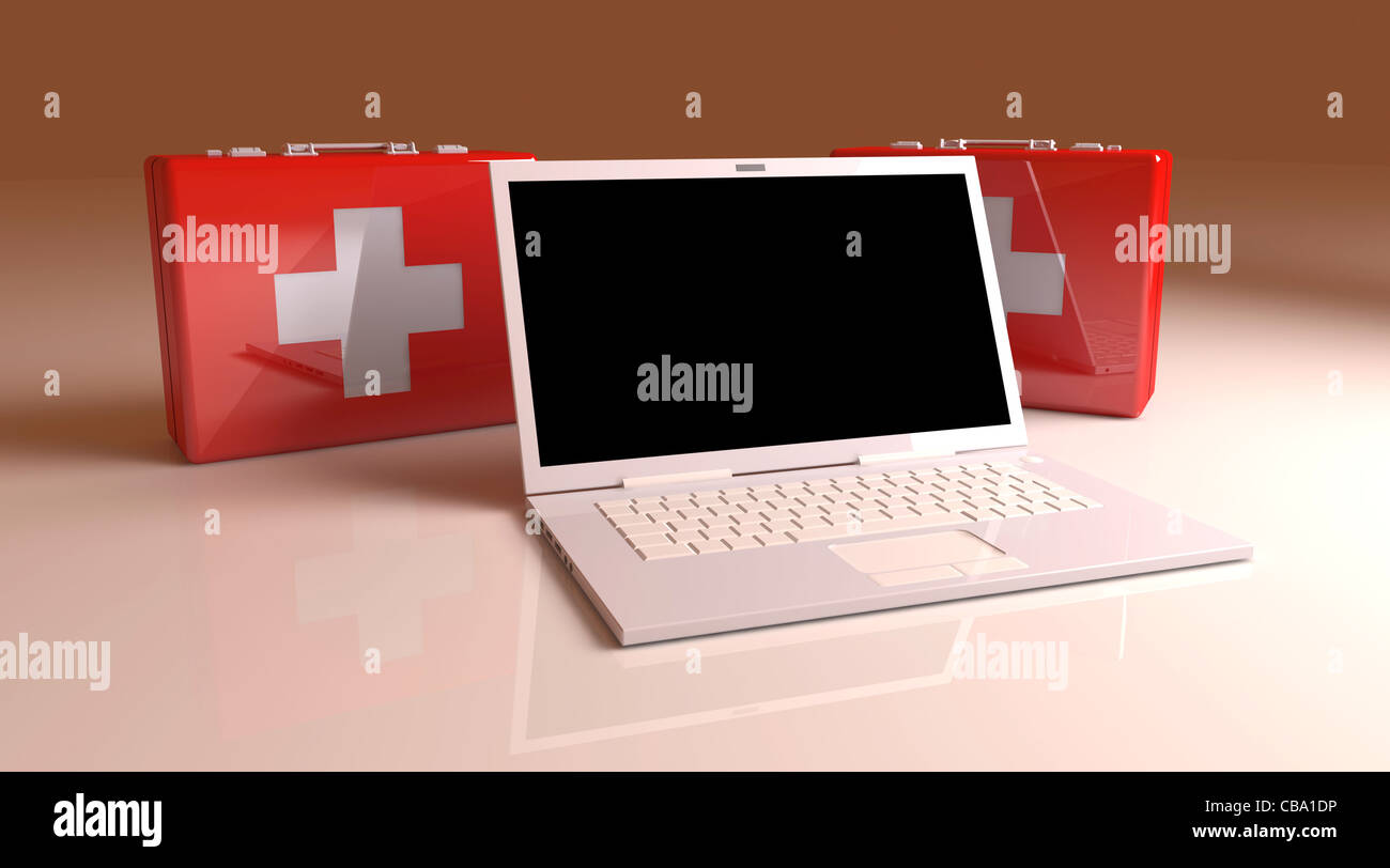 Laptop first aid Stock Photo - Alamy