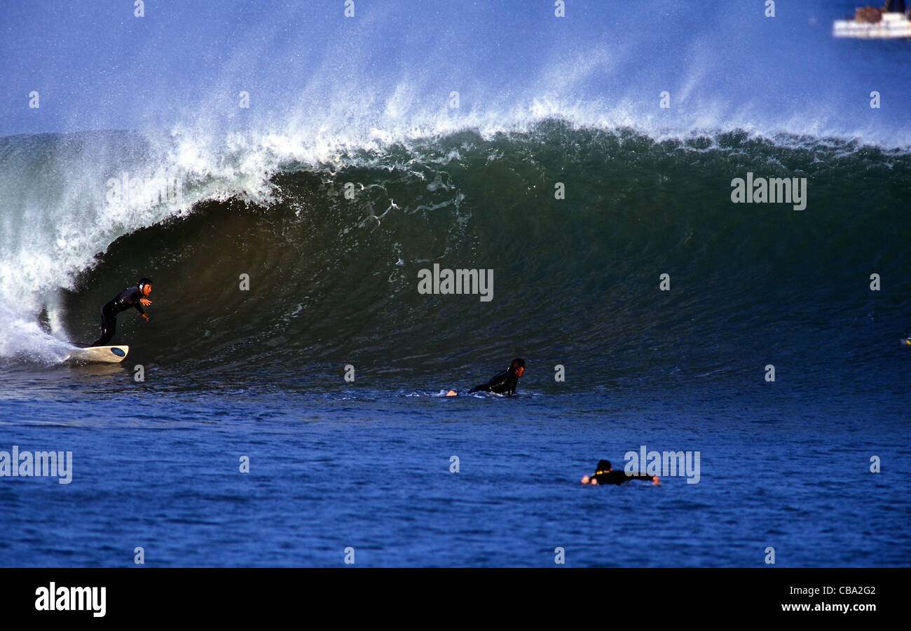 Surfing a big wave. Cabo Blanco, Piura, Peru, South America Stock Photo ...