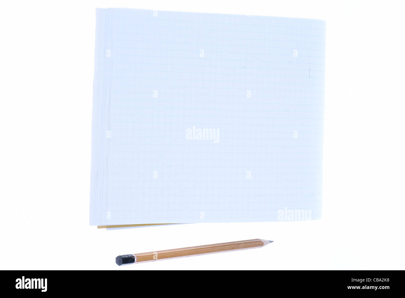 empty notebook and pencil isolated on white background Stock Photo - Alamy