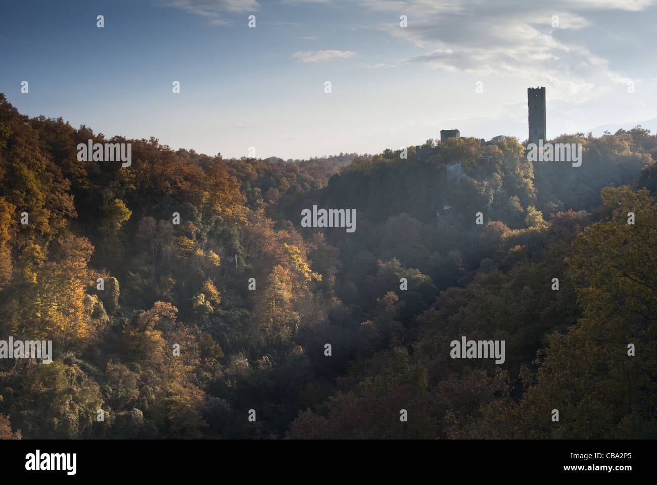 Ravine of the Castle stream and the so called Tower of Chia in province ...