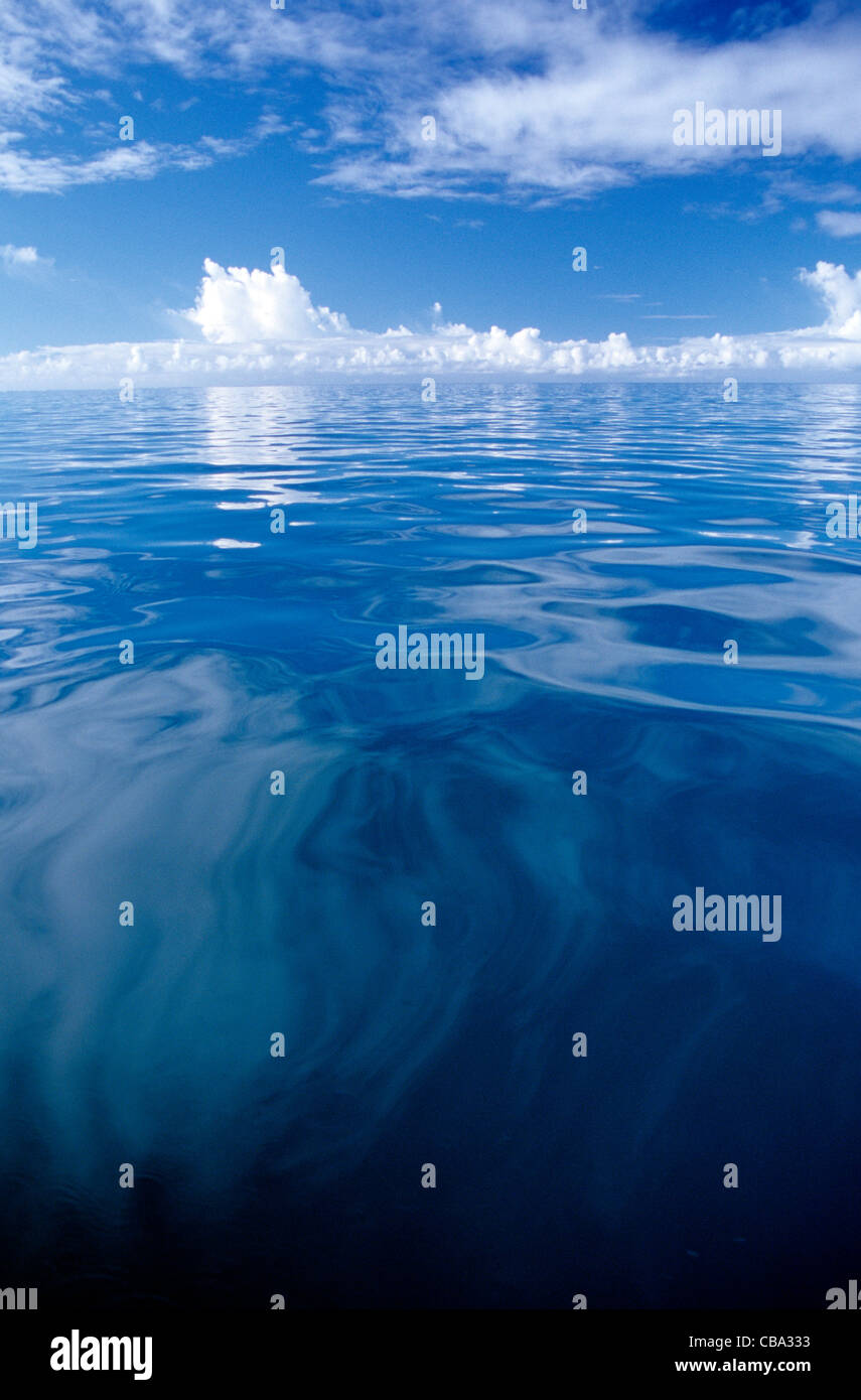 Western Samoa, Ocean off Upolu Island, glassy ocean, clear reflection ...