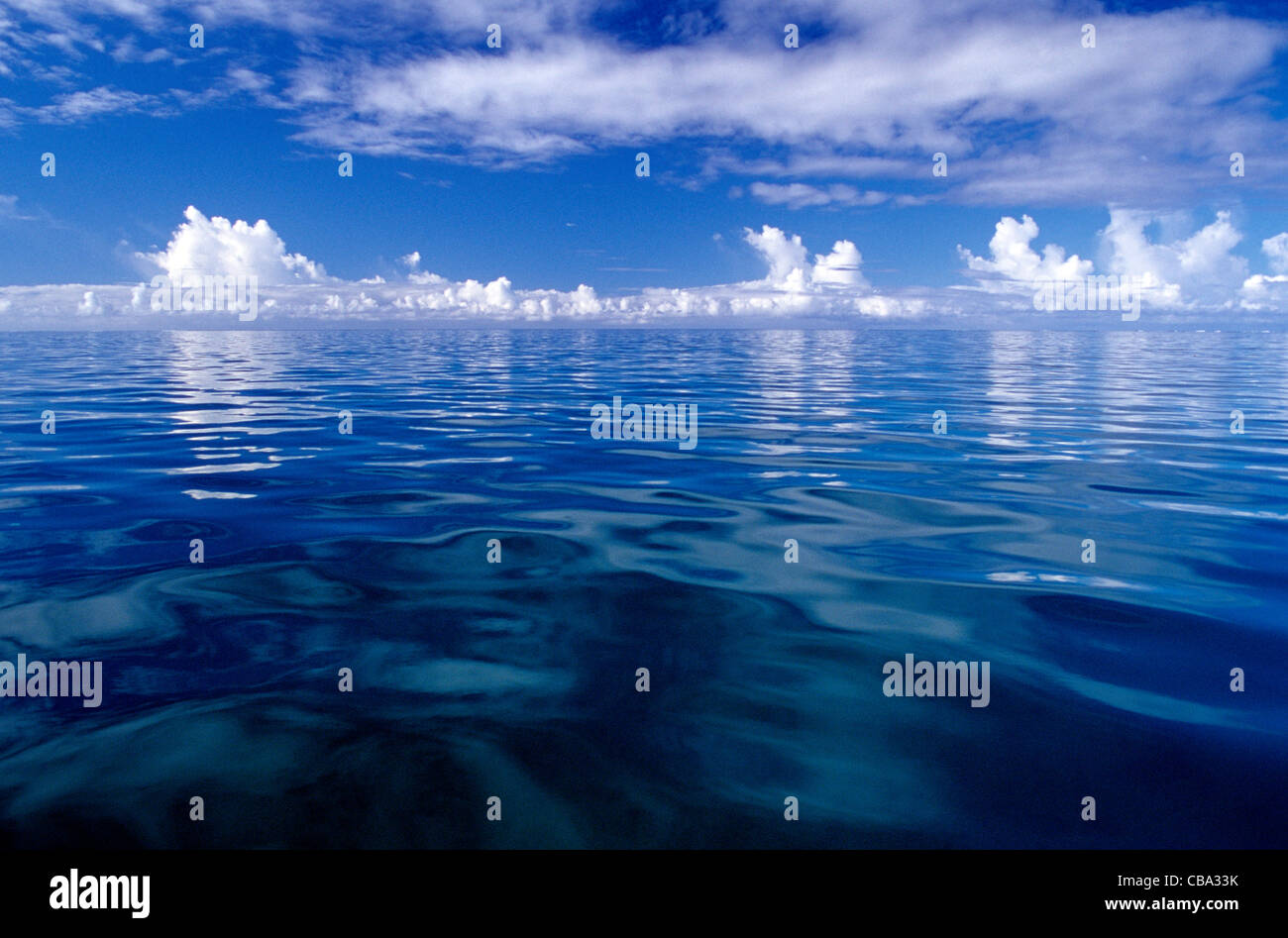 Western Samoa, Ocean off Upolu Island, glassy ocean, clear reflection ...
