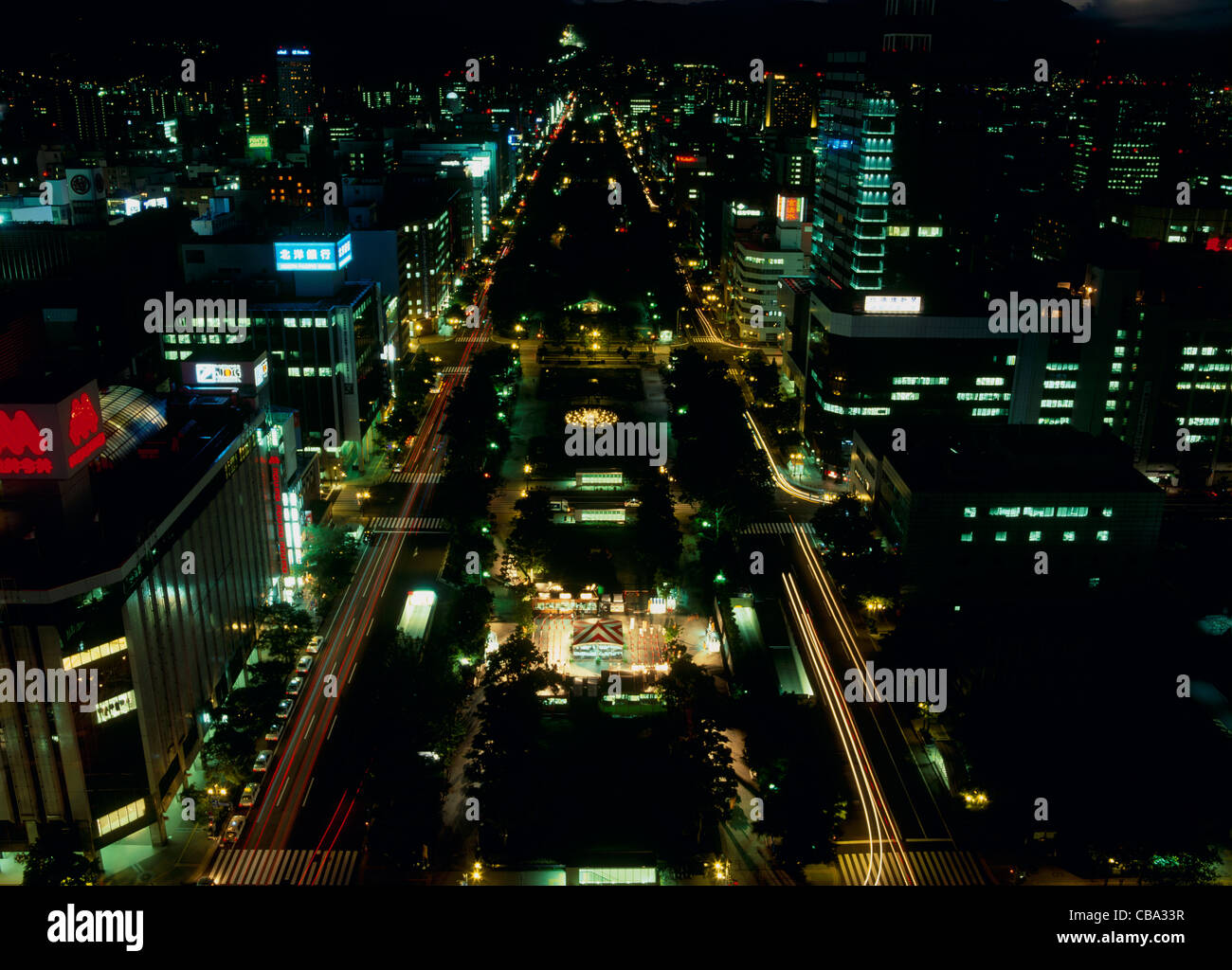 Night View of Odori Park, Sapporo, Hokkaido, Japan Stock Photo - Alamy