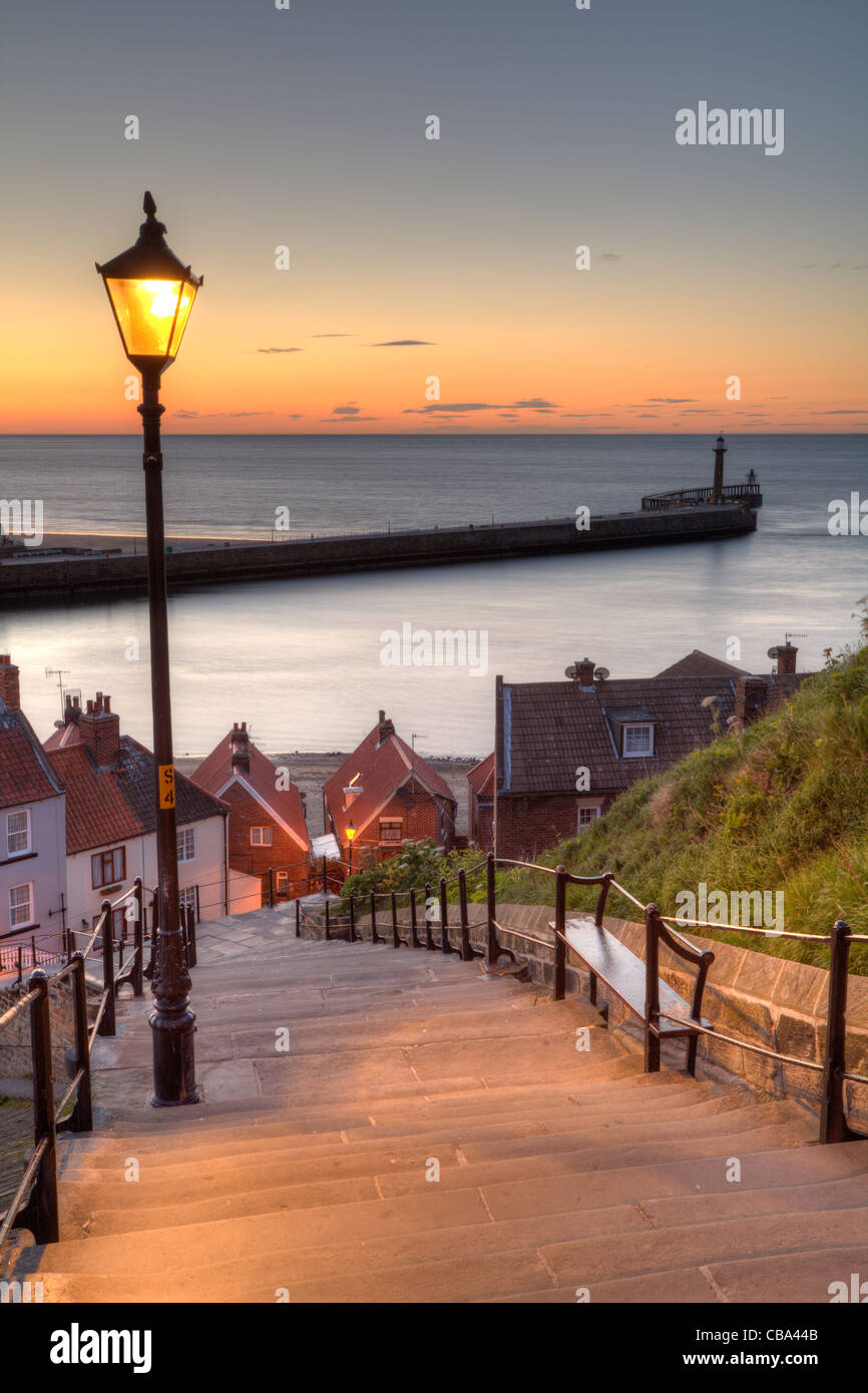 Whitby 199 steps sunset hi-res stock photography and images - Alamy