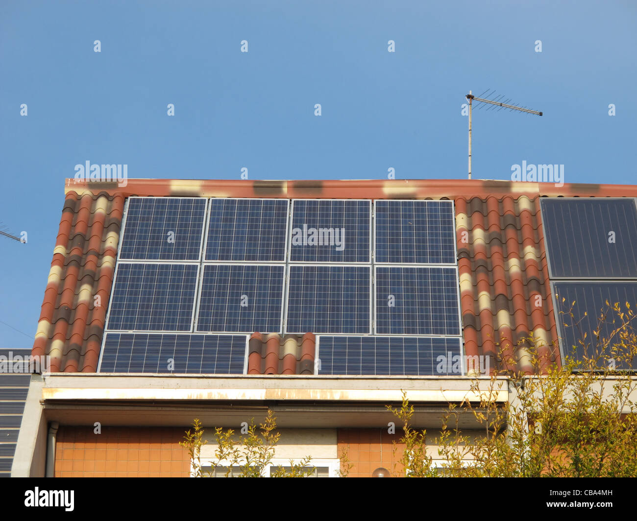 solar panels on house roof in rome italy Stock Photo - Alamy