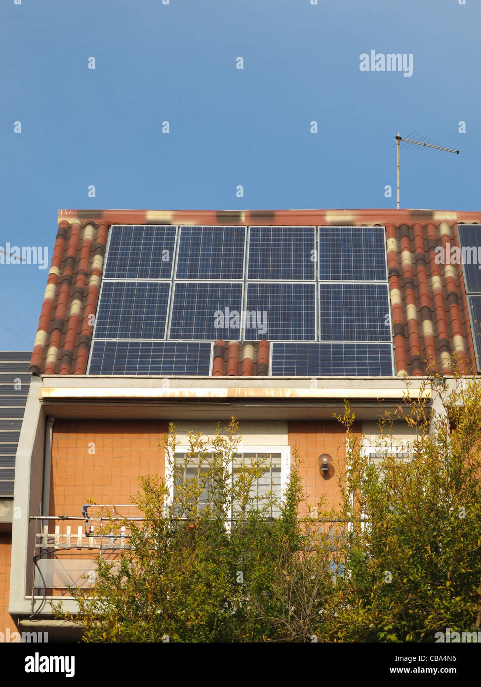 solar panels on house roof in rome italy Stock Photo - Alamy