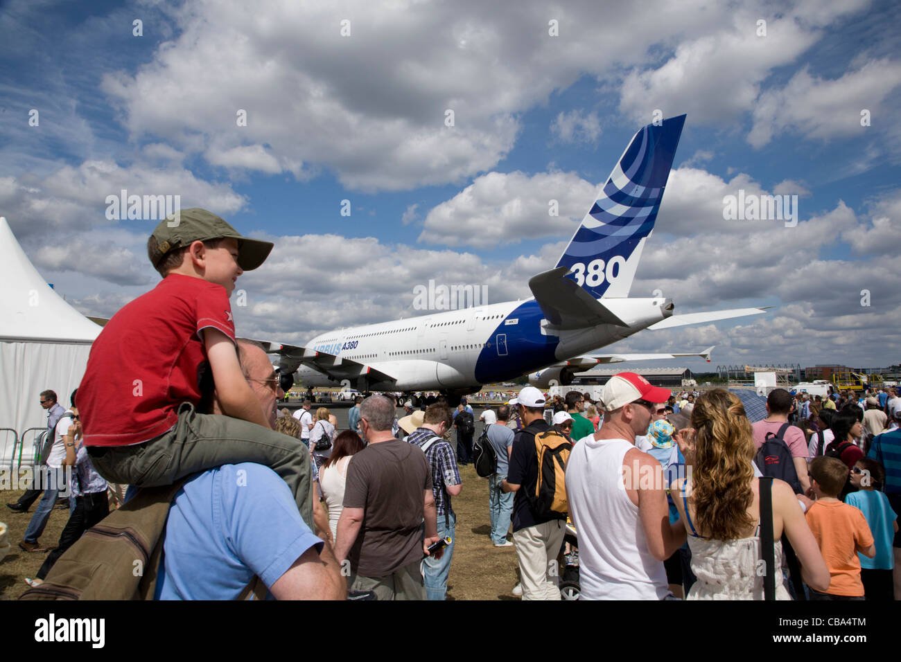 Airbus A380 at Farnborough International Airshow, July 2010 Stock Photo ...