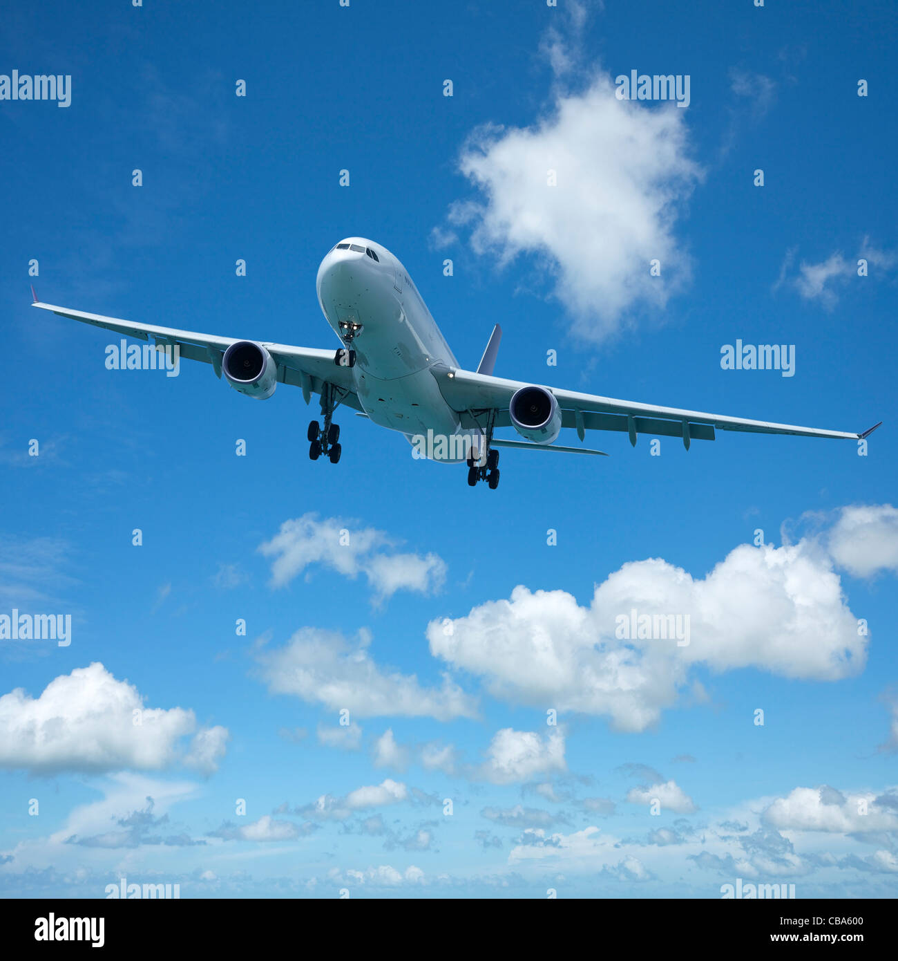 Jet plane in flight. Square composition with some useful copy space ...