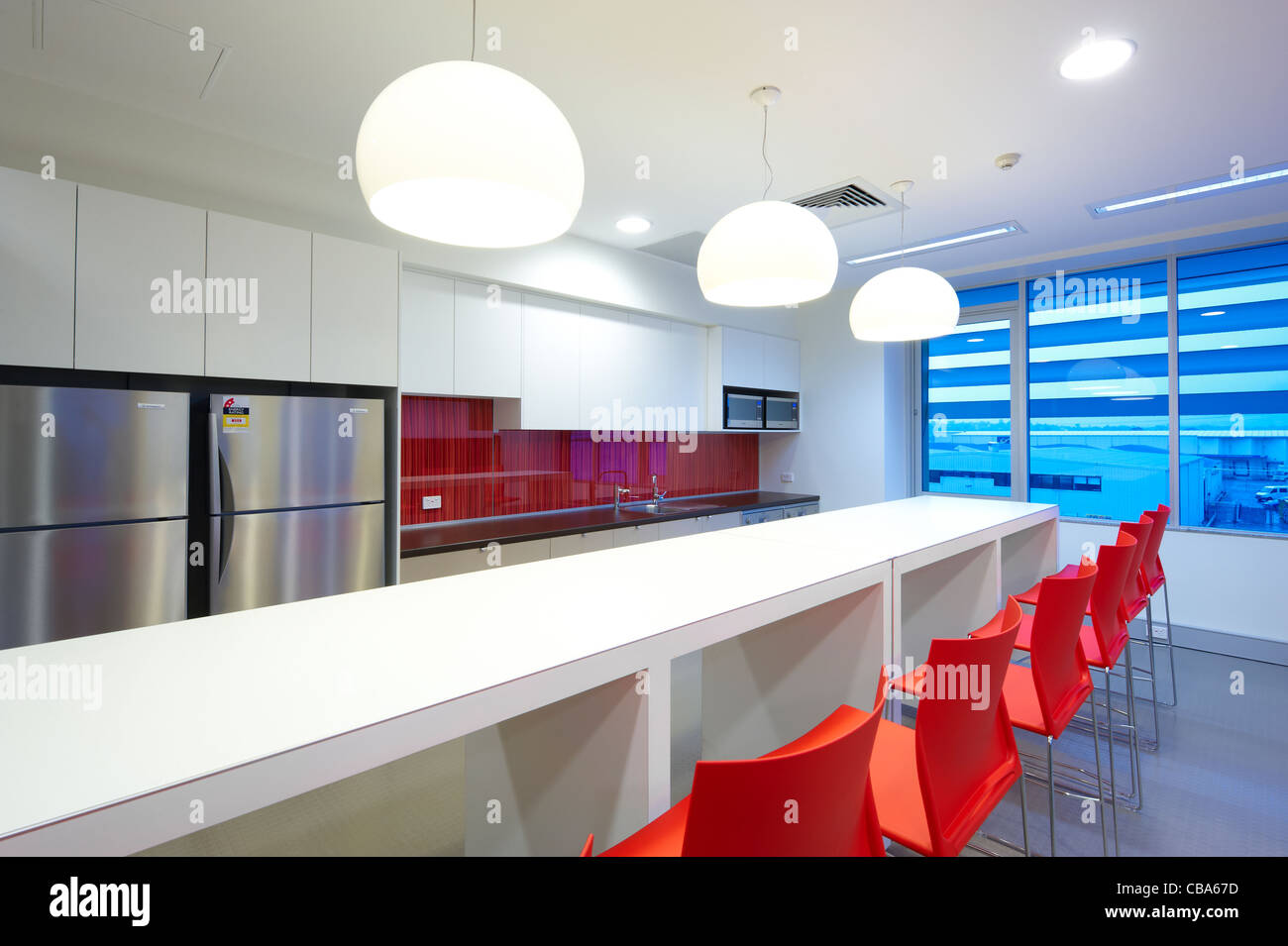 Modern commercial kitchen & lunch room Stock Photo - Alamy