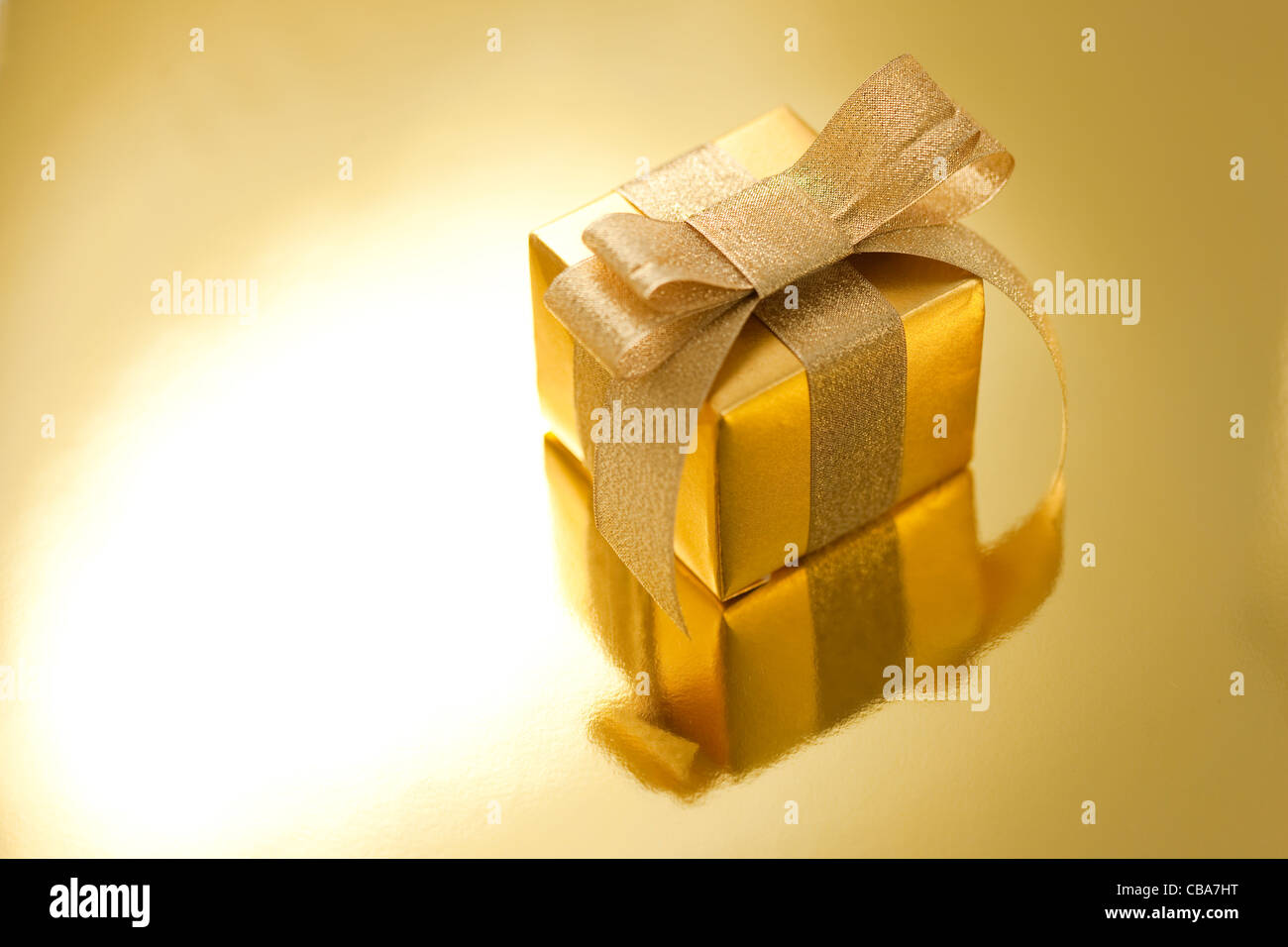 Golden Gift Box Stock Photo - Alamy