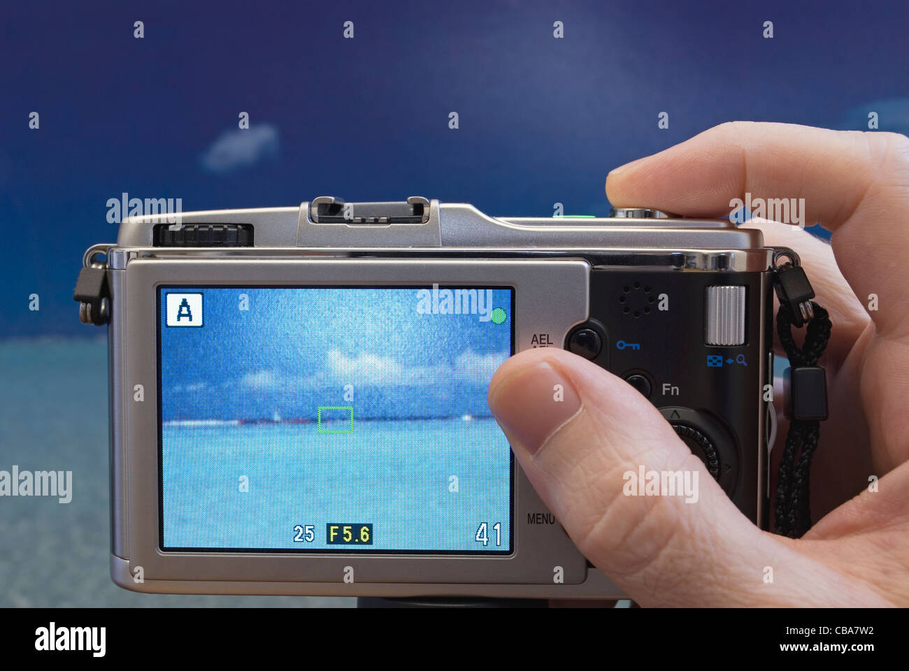 Seascape on camera screen Stock Photo - Alamy