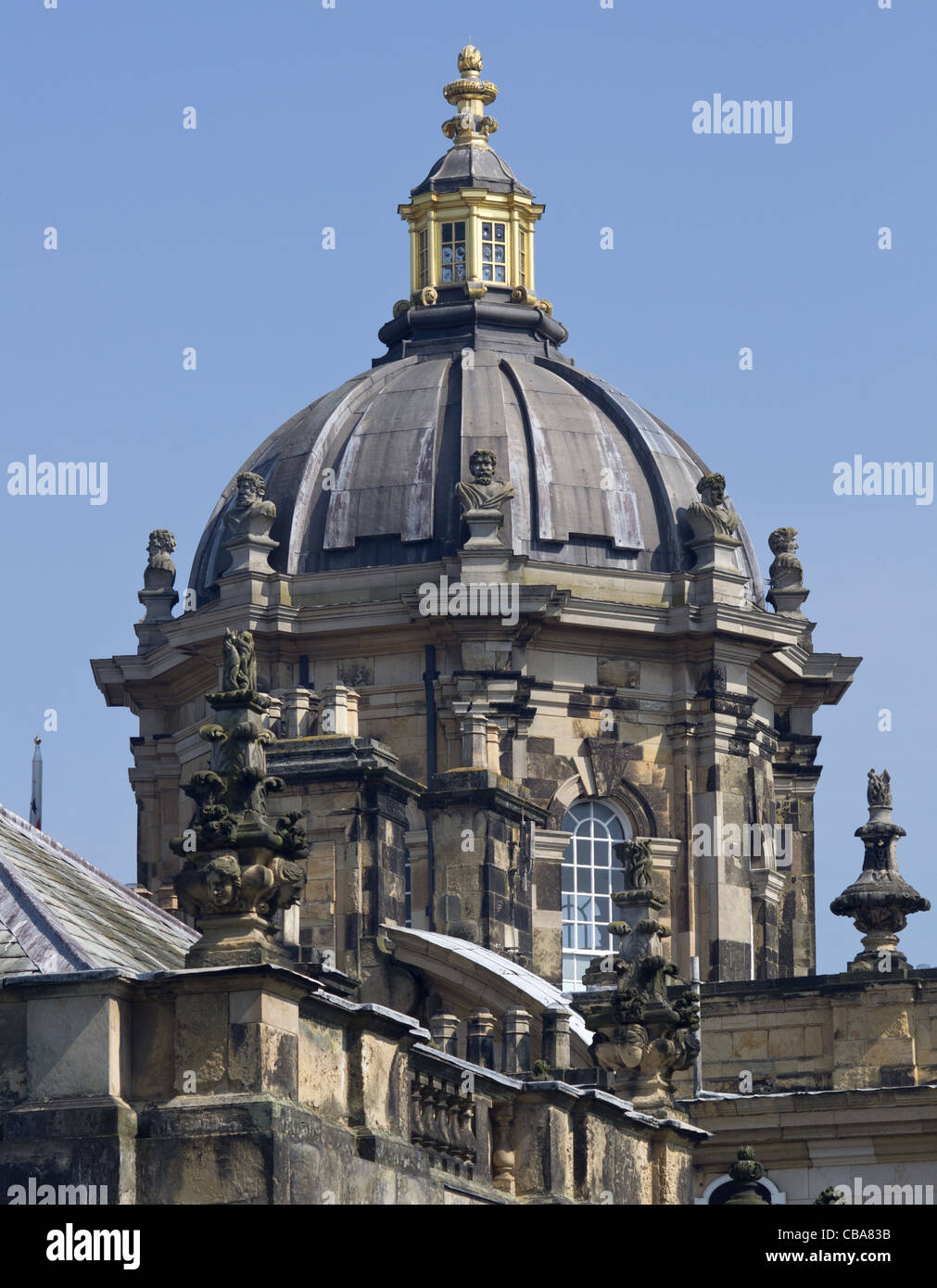Building detail of the dome and lantern Castle Howard, near Malton ...