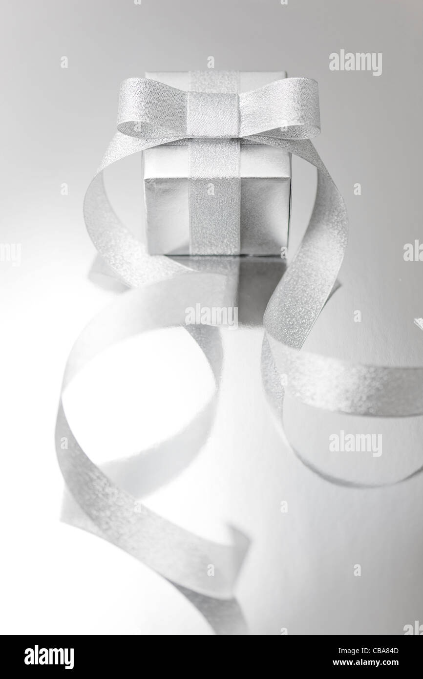 Silver Gift Boxes Stock Photo - Alamy