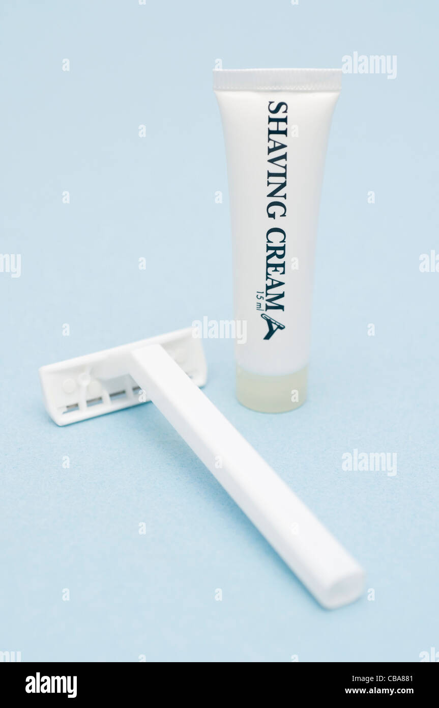 Razor and Shaving Cream Stock Photo - Alamy