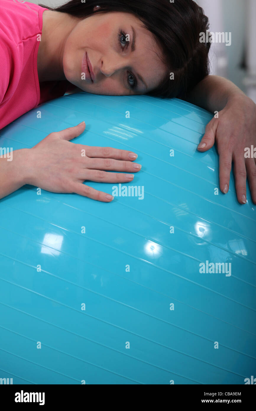 Woman with an exercise ball Stock Photo - Alamy