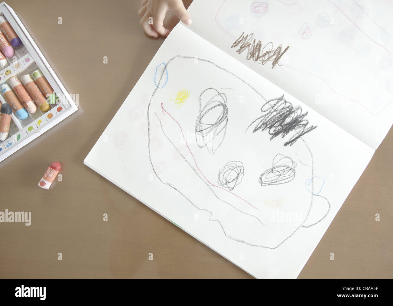 Child's graffiti drawn with crayons Stock Photo - Alamy