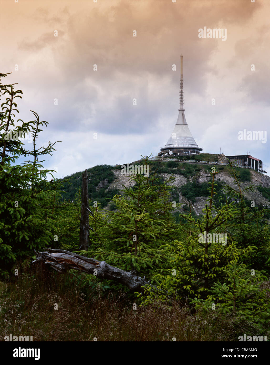 Jested, mountain hotel and television tower Stock Photo - Alamy